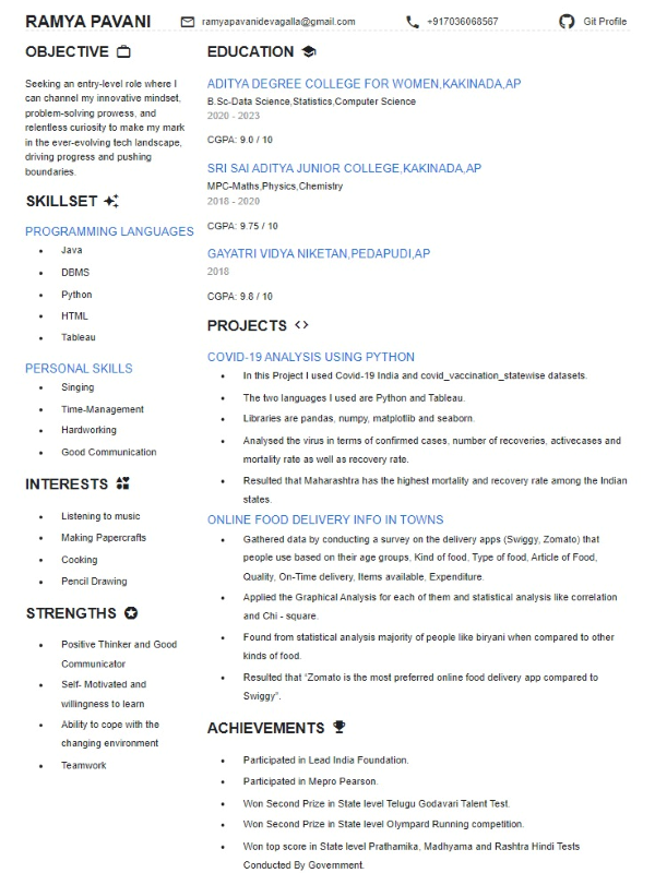 Devagalla Ramya Pavani | Portfolio